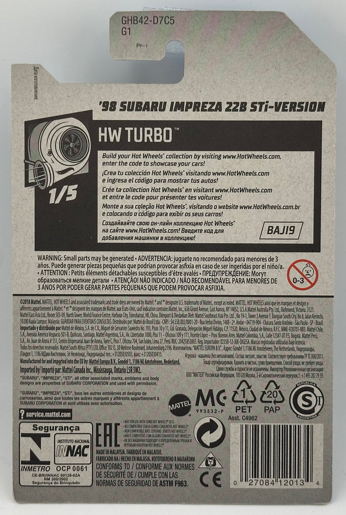 Hot Wheels '98 Subaru Impreza 22B STi Version | HW Models Ltd