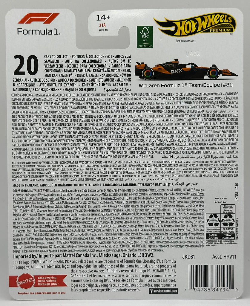 Hot Wheels 2025 Formula One Mclaren Formula 1 Team | HW Models Ltd