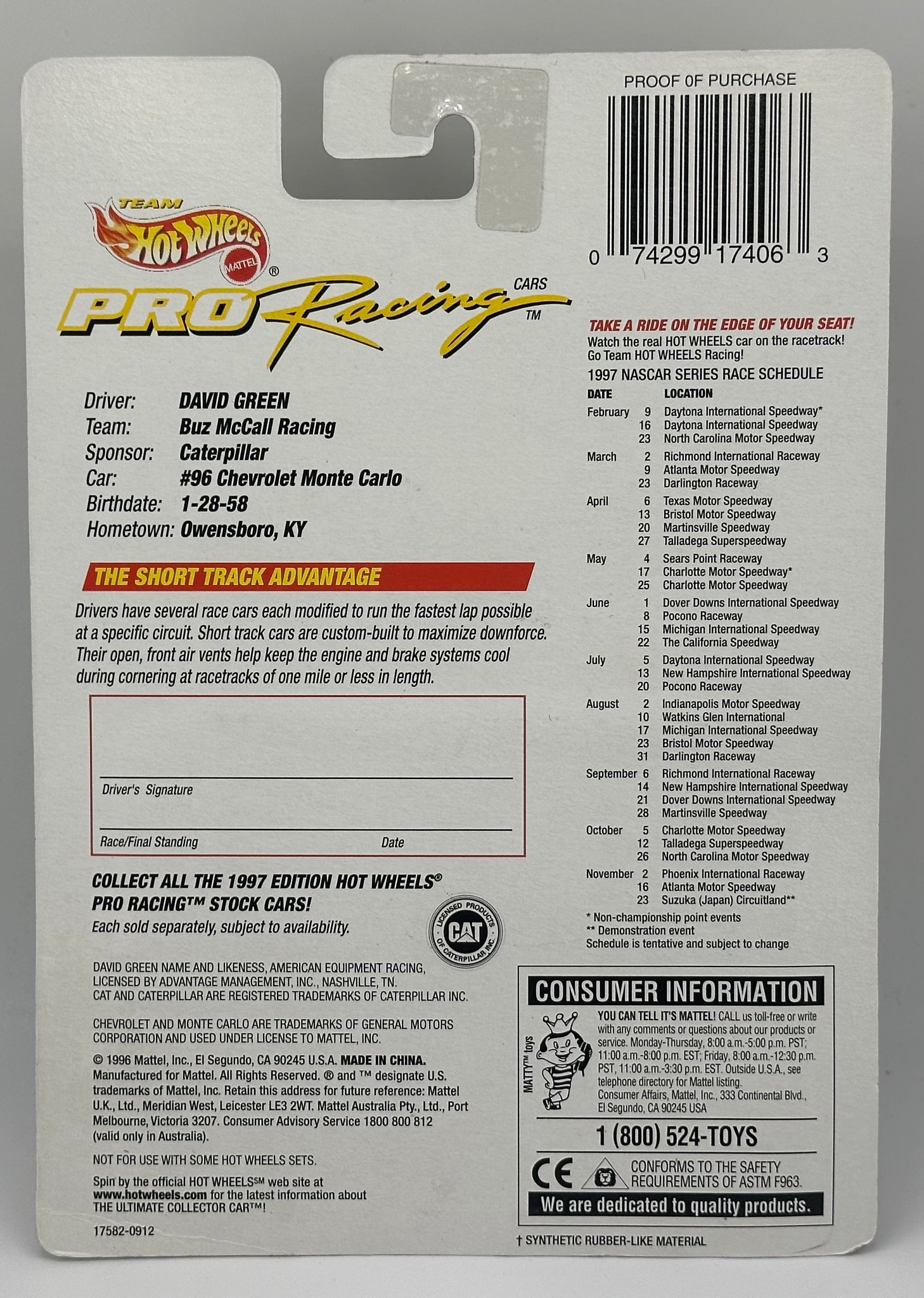 Hot Wheels Pro Racing Nascar Chevrolet Monte Carlo | HW Models Ltd