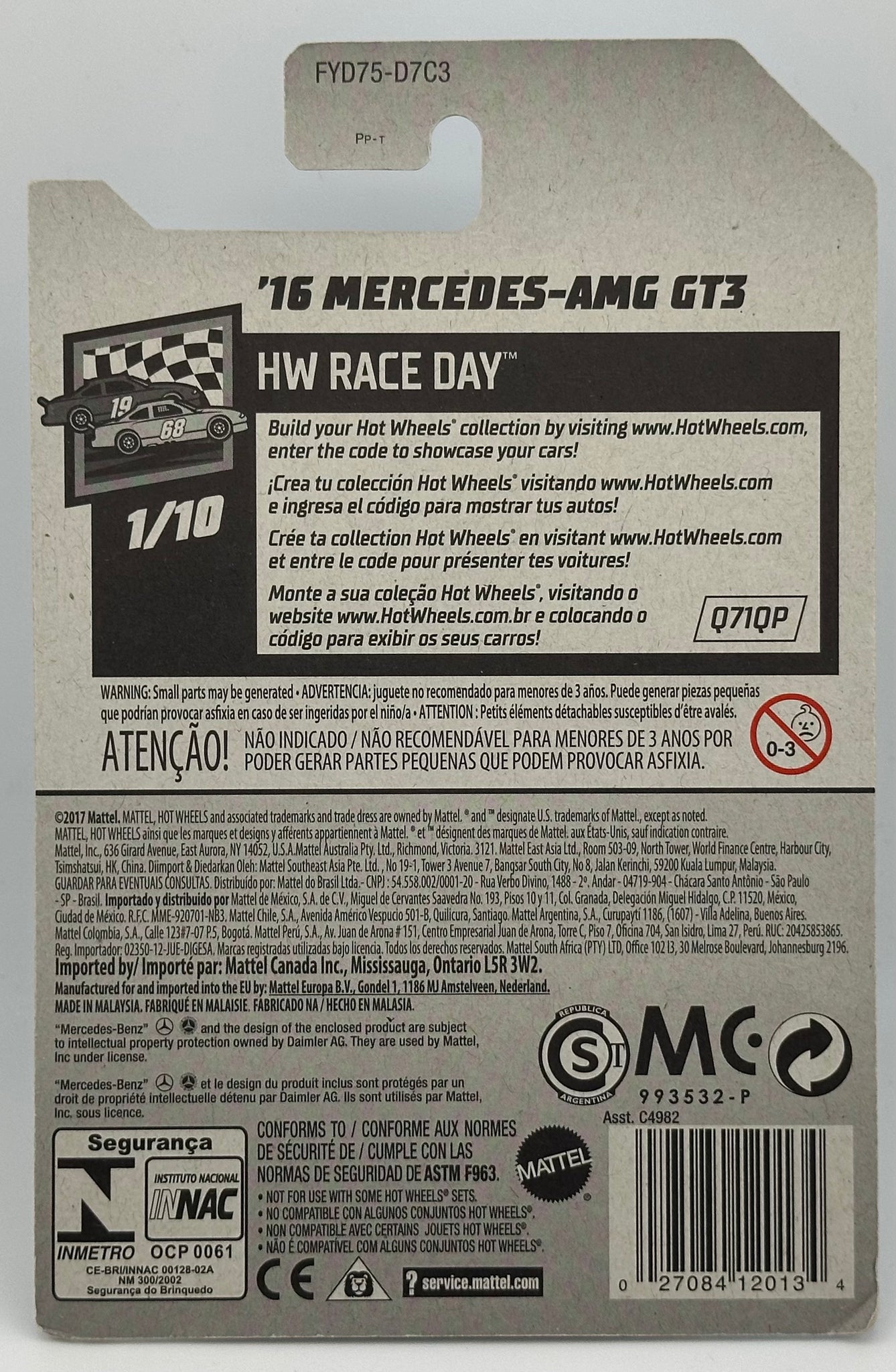 Hot Wheels '16 Mercedes AMG GT3 | HW Models Ltd