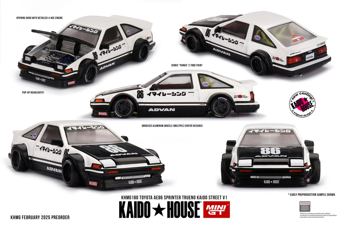 Mini GT X KAIDO HOUSE 180 Toyota AE86 Sprinter Trueno Kaido Street V1 ...
